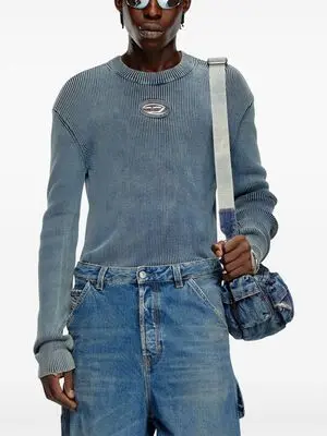DIESEL® Appliqué-logo Ribbed Top - Blue