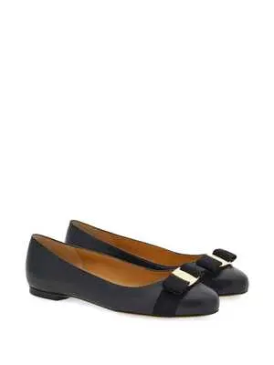 FERRAGAMO Varina Ballet Flats With Gros Grain Ribbon And Buckle Detail - Black