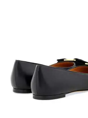 FERRAGAMO Varina Ballet Flats With Gros Grain Ribbon And Buckle Detail - Black