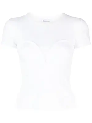 Blumarine Embossed-detailing Cotton T-shirt - White