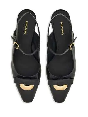 FERRAGAMO 55mm Drop Bow Pumps - Black