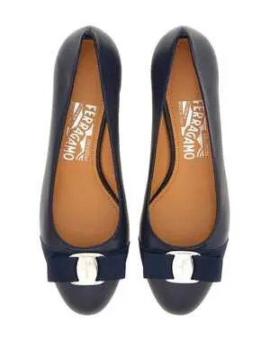 FERRAGAMO Vara 30mm Leather Pumps - Blue