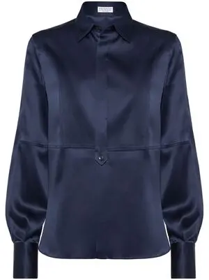 Brunello Cucinelli Stretch-silk Shirt - Blue