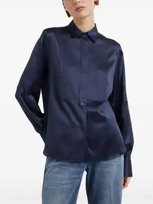 Brunello Cucinelli Stretch-silk Shirt - Blue