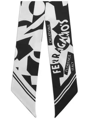 FERRAGAMO Logo-print Silk Scarf - White