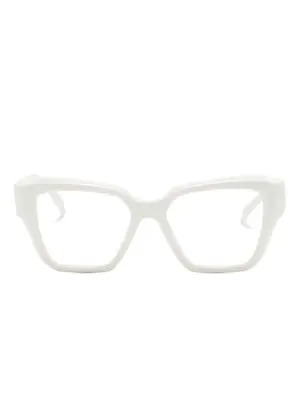 Prada Logo-plaque Square-frame Glasses - White