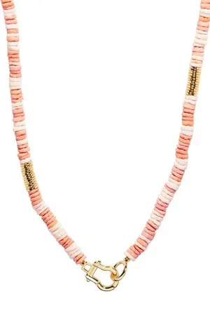 BROOK & YORK Brook And York Capri Beaded Shell Necklace Gold/ Pink