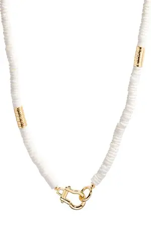 BROOK & YORK Capri Beaded Shell Necklace - Gold/ White