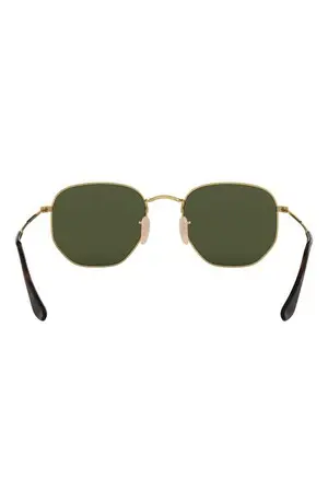 Ray-ban 51mm Polarized Octagon Sunglasses - Gold/ Green Polar