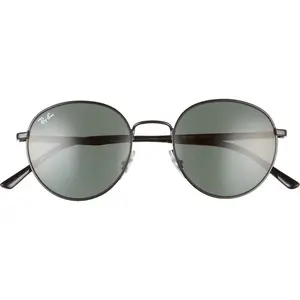Ray-ban Phantos 50mm Round Sunglasses - Black/dark Green