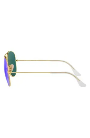 Ray-ban Standard Icons 58mm Mirrored Polarized Aviator Sunglasses - Gold/blue Mirror