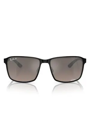 Ray-ban Chromance 55mm Polarized Square Sunglasses - Black/grey