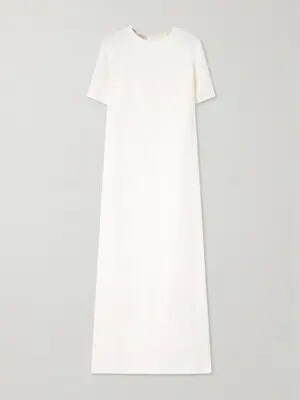 Brunello Cucinelli Bead-embellished Twill Midi Dress - Off-white