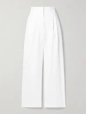 RÓHE Pleated Wide-leg Cotton Trousers - White