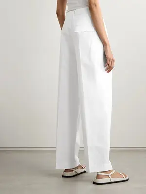 RÓHE Pleated Wide-leg Cotton Trousers - White