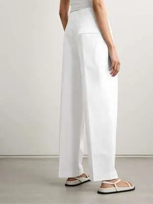 RÓHE Pleated Wide-leg Cotton Trousers - White