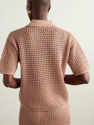 Brunello Cucinelli Sequin-embellished Cotton-blend Polo Top