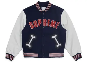 Supreme Supreme Bone Varsity Jacket Navy
