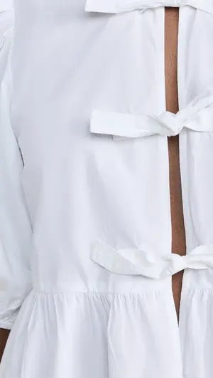GANNI Cotton Poplin Peplum Blouse - Bright White