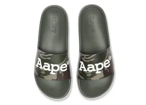 A BATHING APE Aape Sliderin Slides - Green/white