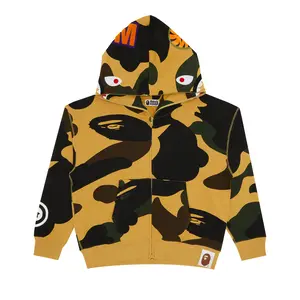 A BATHING APE Giant 1st Camo Shark Loose Fit Full Zip Hoodie - Yellow