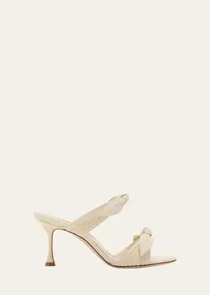 Manolo Blahnik Manolo Blahnik Lollo Knotted Bow Slide Sandals - Lcrm1304
