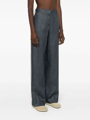 Palm Angels Linen Side-stripe Trousers - Grey