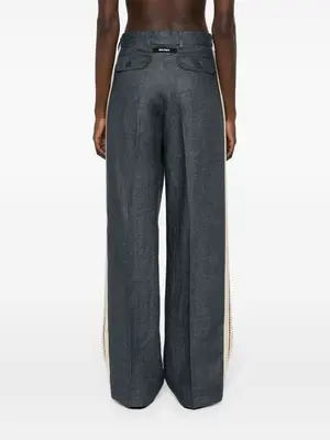 Palm Angels Linen Side-stripe Trousers - Grey