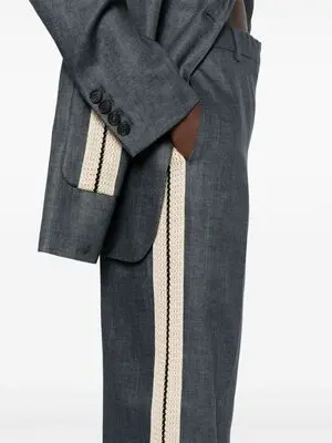 Palm Angels Linen Side-stripe Trousers - Grey