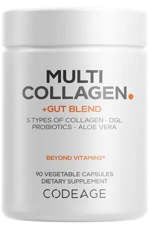 CODEAGE Multi Collagen + Gut Blend & Probiotics Supplement - White