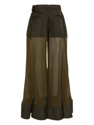 Sacai High-waisted Belted Silk Trousers