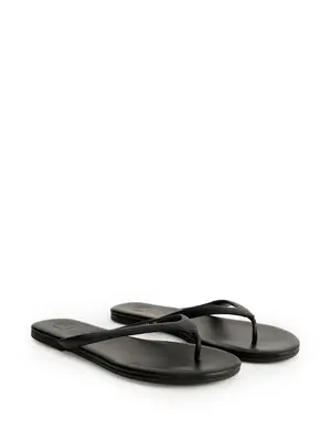 12 STOREEZ Leather Flip Flops - Black