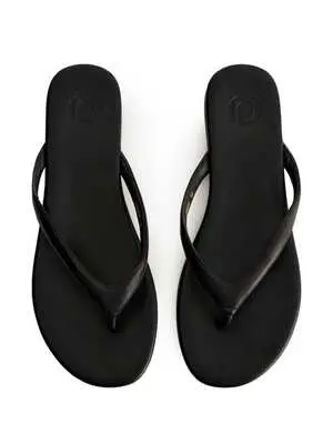 12 STOREEZ Leather Flip Flops - Black
