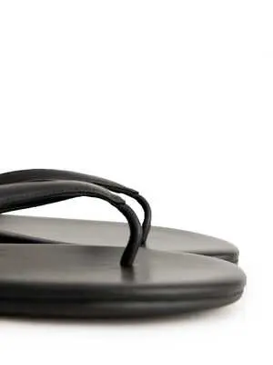 12 STOREEZ Leather Flip Flops - Black