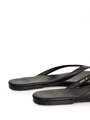 12 STOREEZ Leather Flip Flops - Black