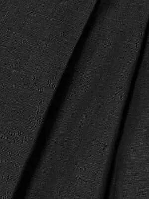 Another Tomorrow Pleated Linen Shorts - Black