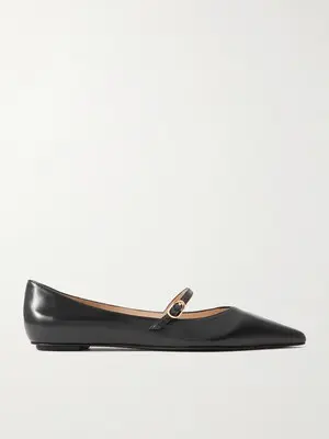STUART WEITZMAN Emilia Leather Mary Jane Point-toe Flats