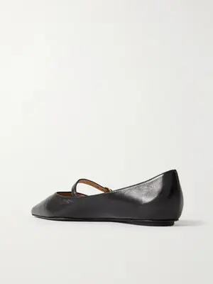STUART WEITZMAN Emilia Leather Mary Jane Point-toe Flats