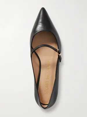 STUART WEITZMAN Emilia Leather Mary Jane Point-toe Flats