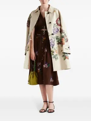 Prada Floral-print Single-breasted Coat