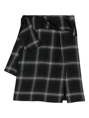 MARINA YEE Birkin Plaid Wool Skirt - Grey