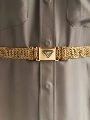 Prada Triangle-logo Crochet Belt - Green