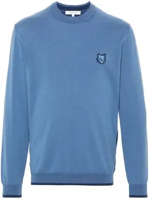 Maison Kitsuné Signature Fox-motif Knitted Jumper - Blue