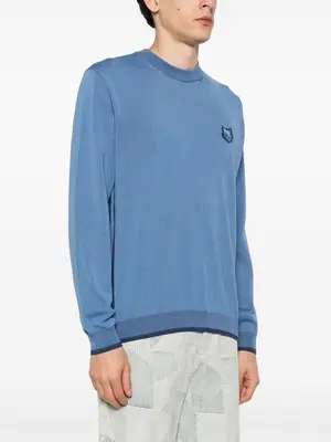 Maison Kitsuné Signature Fox-motif Knitted Jumper - Blue