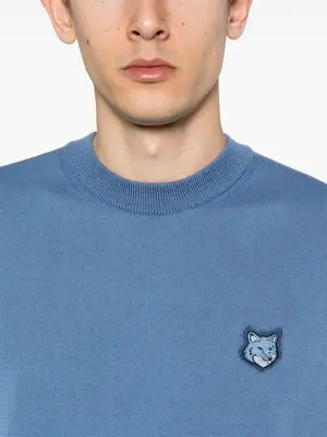 Maison Kitsuné Signature Fox-motif Knitted Jumper - Blue