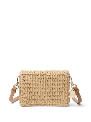 Prada Raffia Card Holder - Neutrals