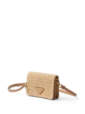 Prada Raffia Card Holder - Neutrals