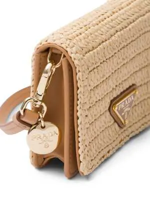 Prada Raffia Card Holder - Neutrals