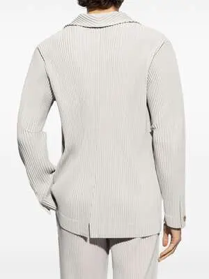 Issey Miyake Plissé-effect Single-breasted Blazer - Grey