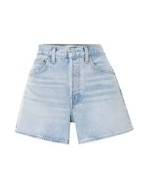 AGOLDE Parker Long Clean Denim Shorts Mid Denim